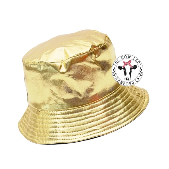 The Cow Lady | Accessories | Metallic Gold Bucket Hat Shiny New Years ...